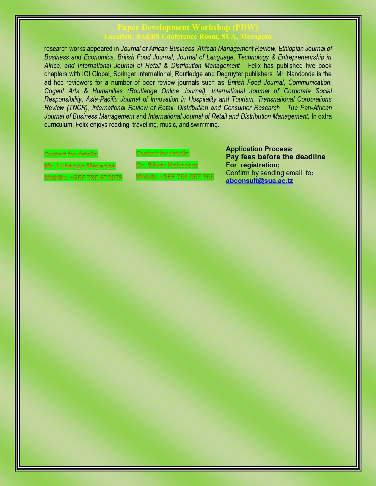 Paper Development Workshop (5th–7th April 2021) | Sokoine University of ...